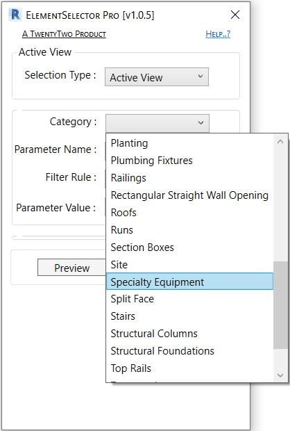 Element Selector PRO Autodesk® Revit® Add-Ins – TwentyTwo