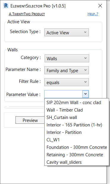 Element Selector PRO Autodesk® Revit® Add-Ins – TwentyTwo