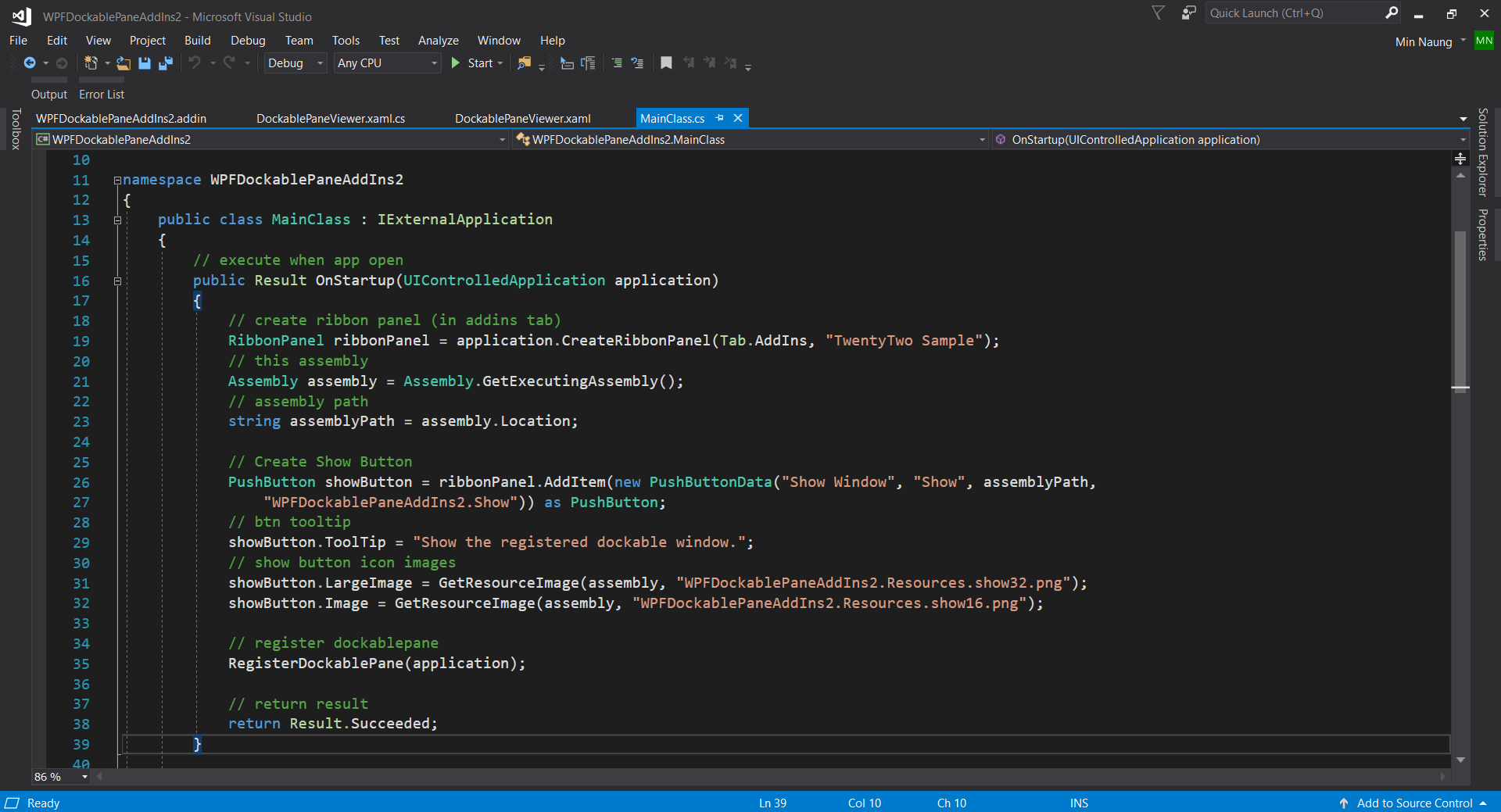 Revit API : Dockable Window (A New Edition) – TwentyTwo
